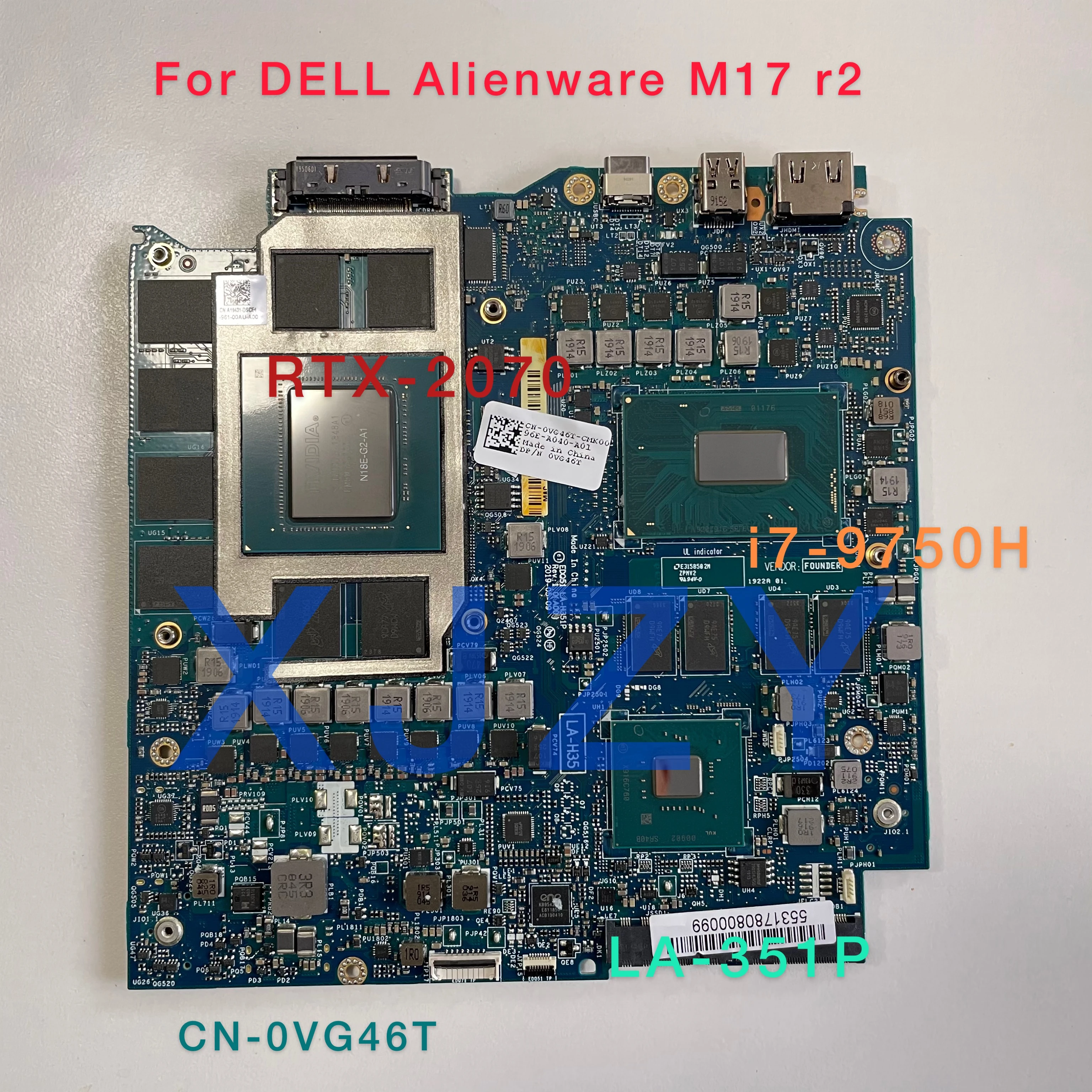 For DELL ALIENWARE m17 R2 LA H351P Motherboard with CPU i7 9750H GPU ...