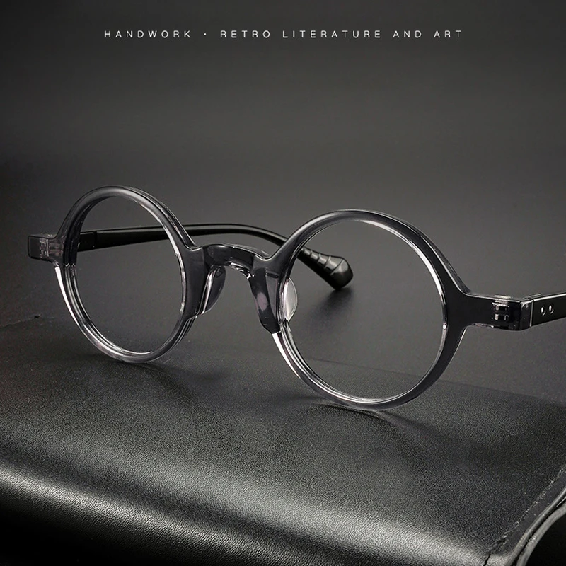 Japanese-Vintage-Large-round-Frame-Acetate-Glasses-Frame-Men-Myopia ...