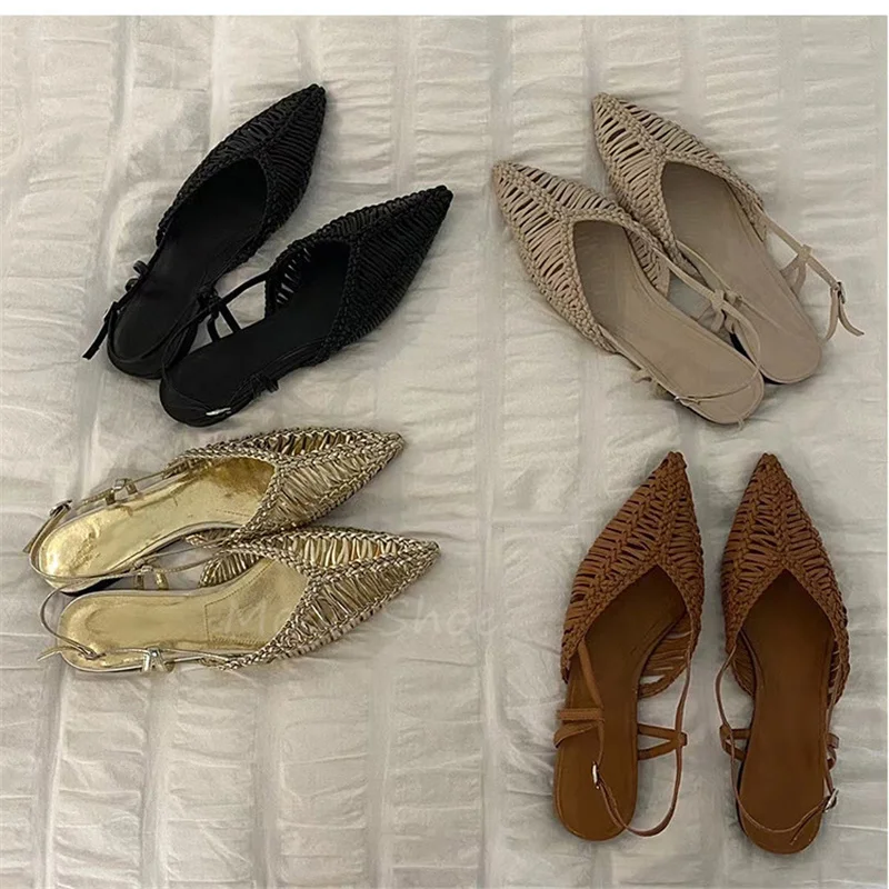 Woven-Pointed-Roman-Sandals-for-Women-s-Summer-Flat-Bottomed-Hollowed ...