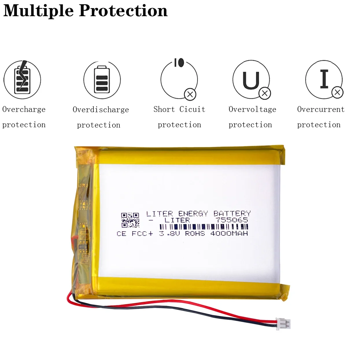 plug-1-25-2P-755065-4000mah-3-8V-rechargeable-li-polymer-battery-for ...