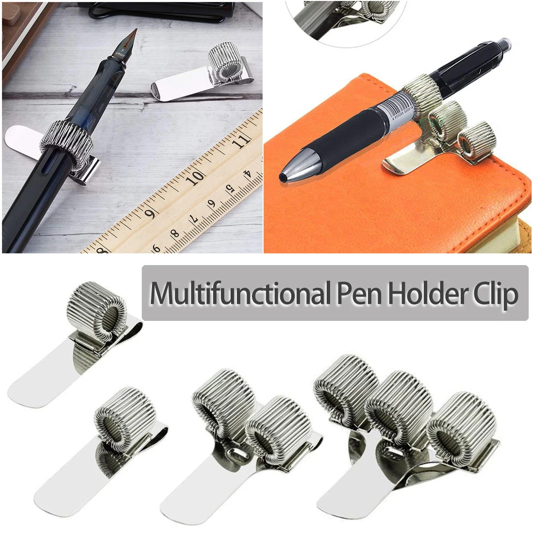 Stainless Pen Holder Adhesive Pen Clip Protective Case For Notebook ...