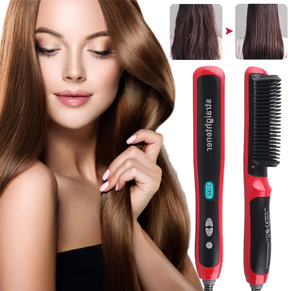 Brosse-chauffante-multifonction-pour-lisser-les-cheveux-bigoudi-en-c-ramique-peigne-lectrique ...