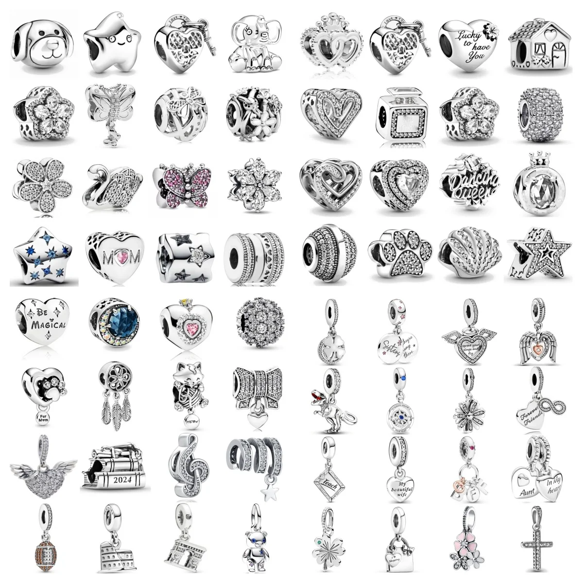 925-Sterling-Silver-Bead-para-Pandora-Pulseiras-DIY-Charme-Fam-lia-Cruz ...