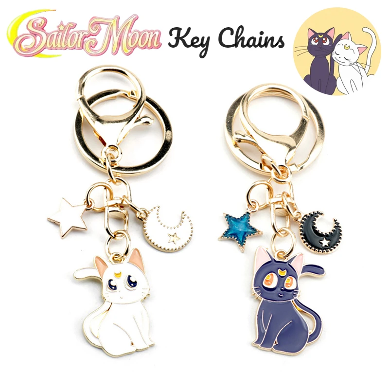 Sailor-Moon-Metal-Keychain-Luna-Artemis-Cat-Key-Ring-Moon-Star-Couple ...