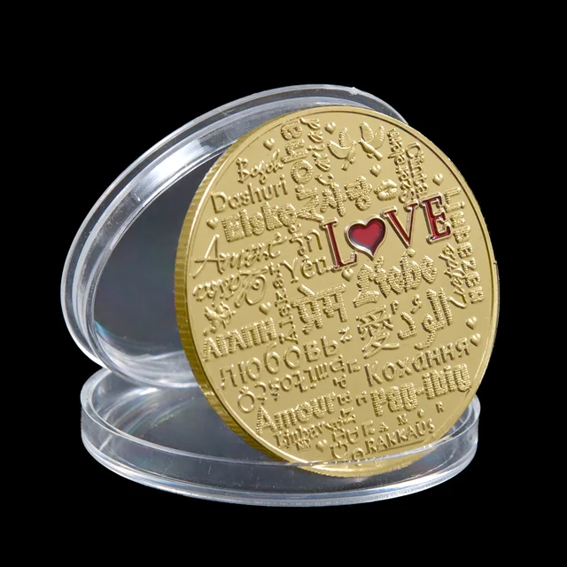 LOVE Commemorative Coins Yuanyang Coins Collectibles Wedding Anniversary Valentine's Day Gifts ...