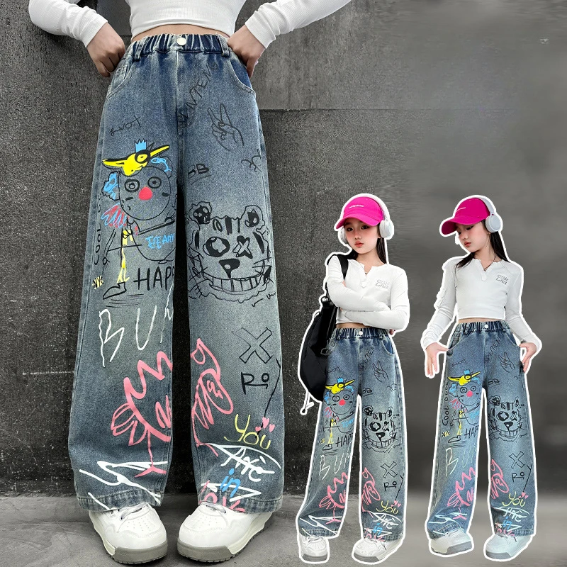 New Design Children Printed Hip Hop Jeans For Girls High Fashion ...