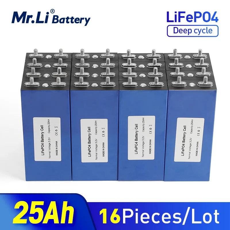 Mr.Li 16pcs 3.2V 25Ah LiFePO4 battery cell 25000mAh Lithium iron ...