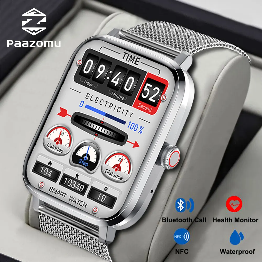 New-NFC-Bluetooth-Call-Square-Smart-Watch-Man-Woman-1-83-HD-Touch ...