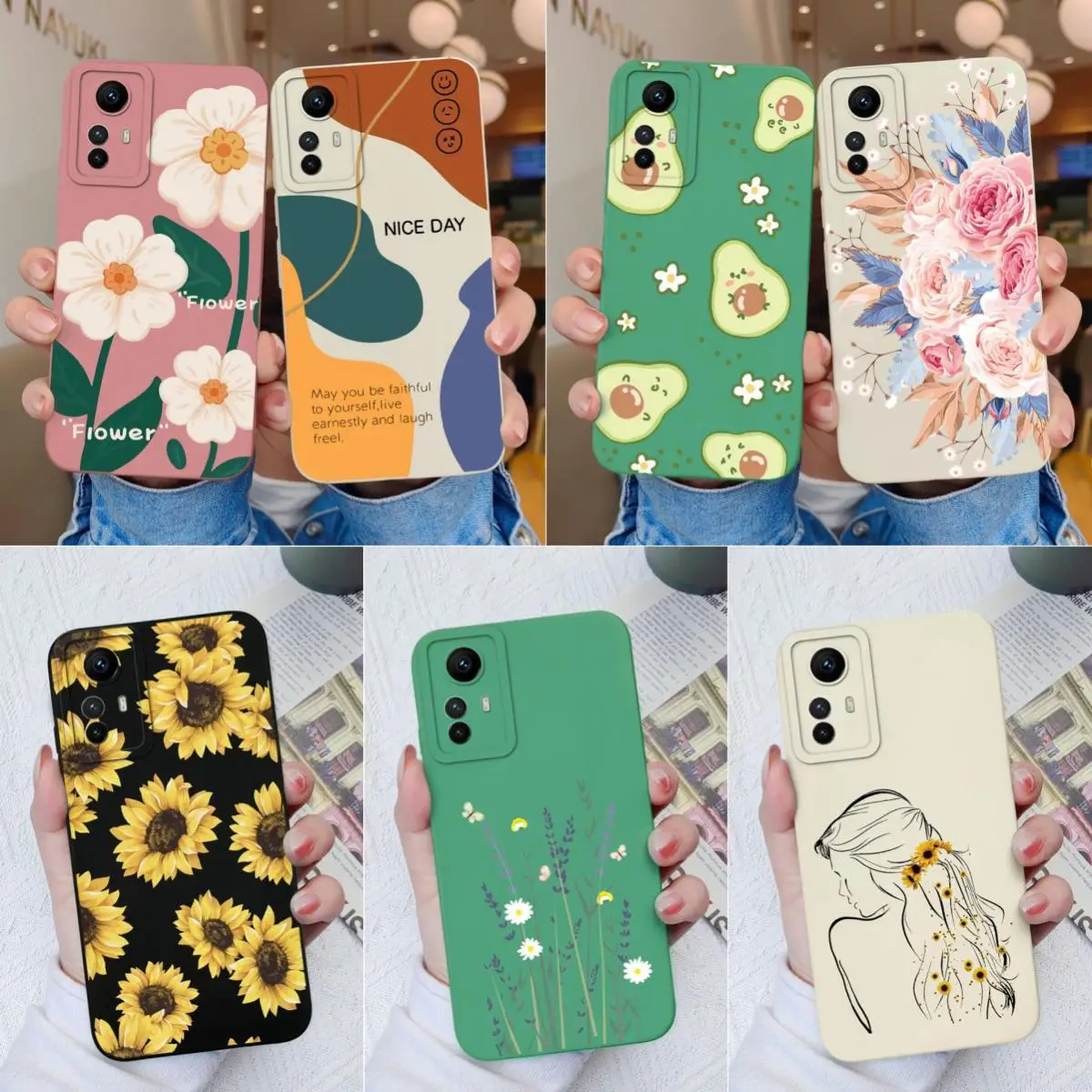 Cases-For-Redmi-Note-12S-Note-12R-4G-5G-Avocado-Rose-Silicone-Liquid ...