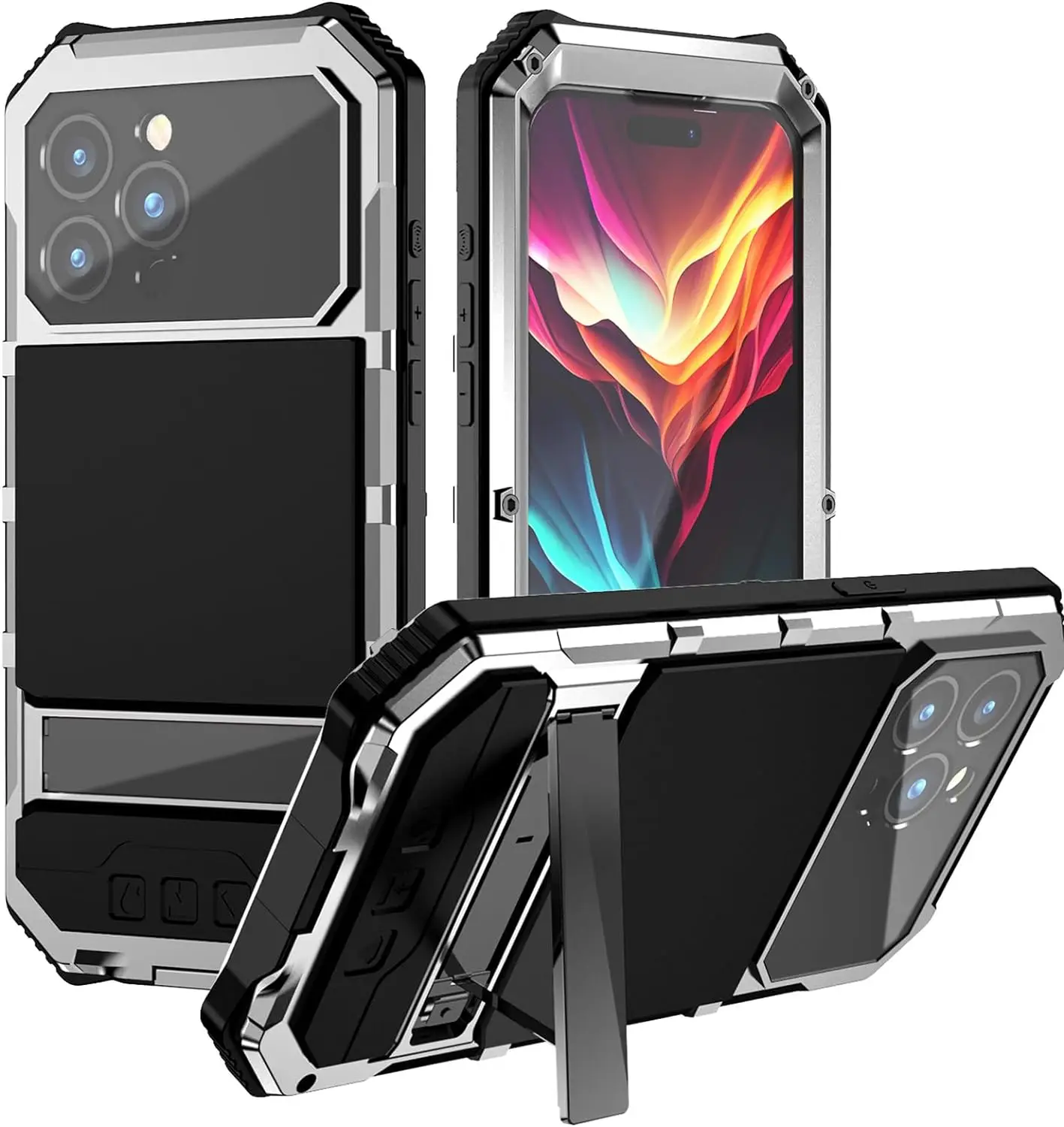 Heavy-Duty-Armor-Large-Window-Metal-Case-For-iPhone-15-Pro-Max-16-Plus ...