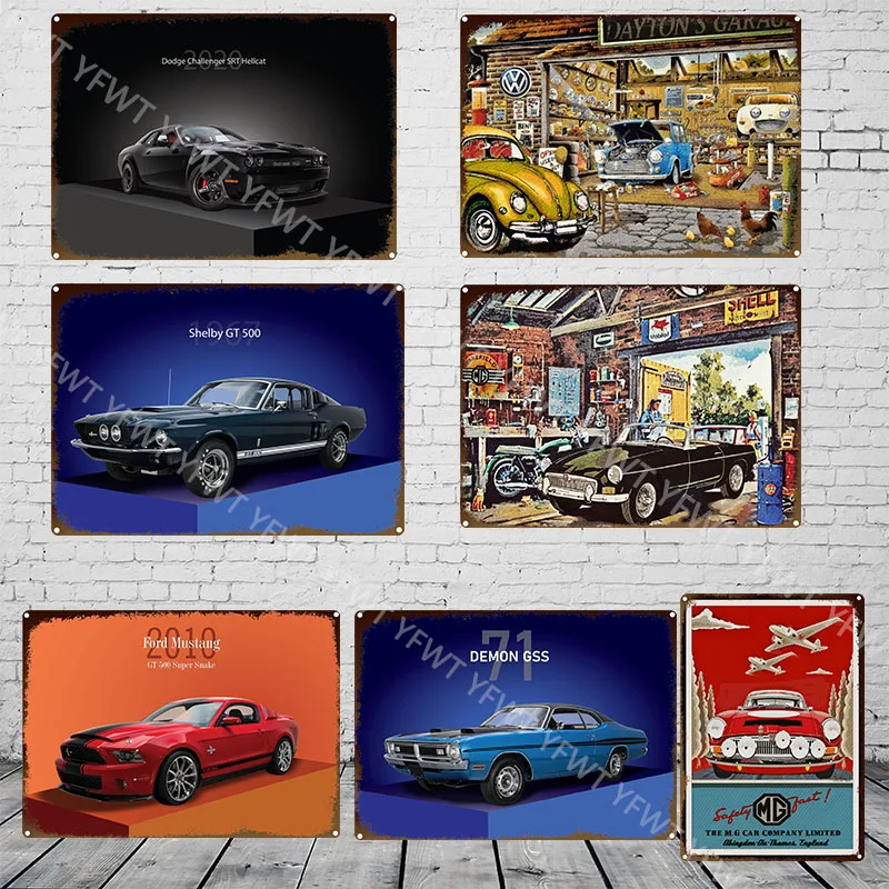 Vintage-Classic-Cars-Racing-Sports-Cars-Retro-Metal-Signs-Decorative ...