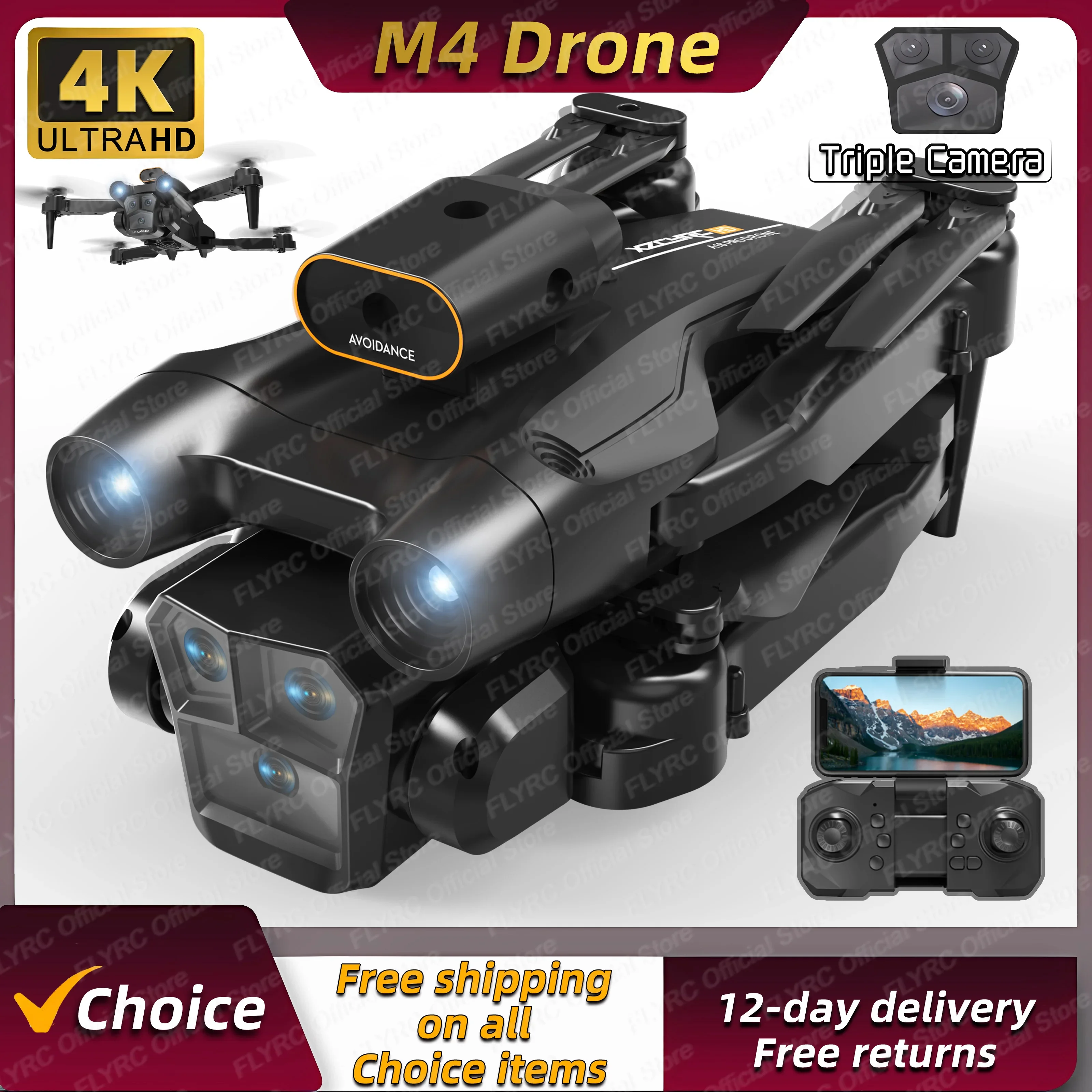 Dron-M4-RC-4K-profesional-con-gran-angular-Triple-c-mara-HD-helic-ptero ...