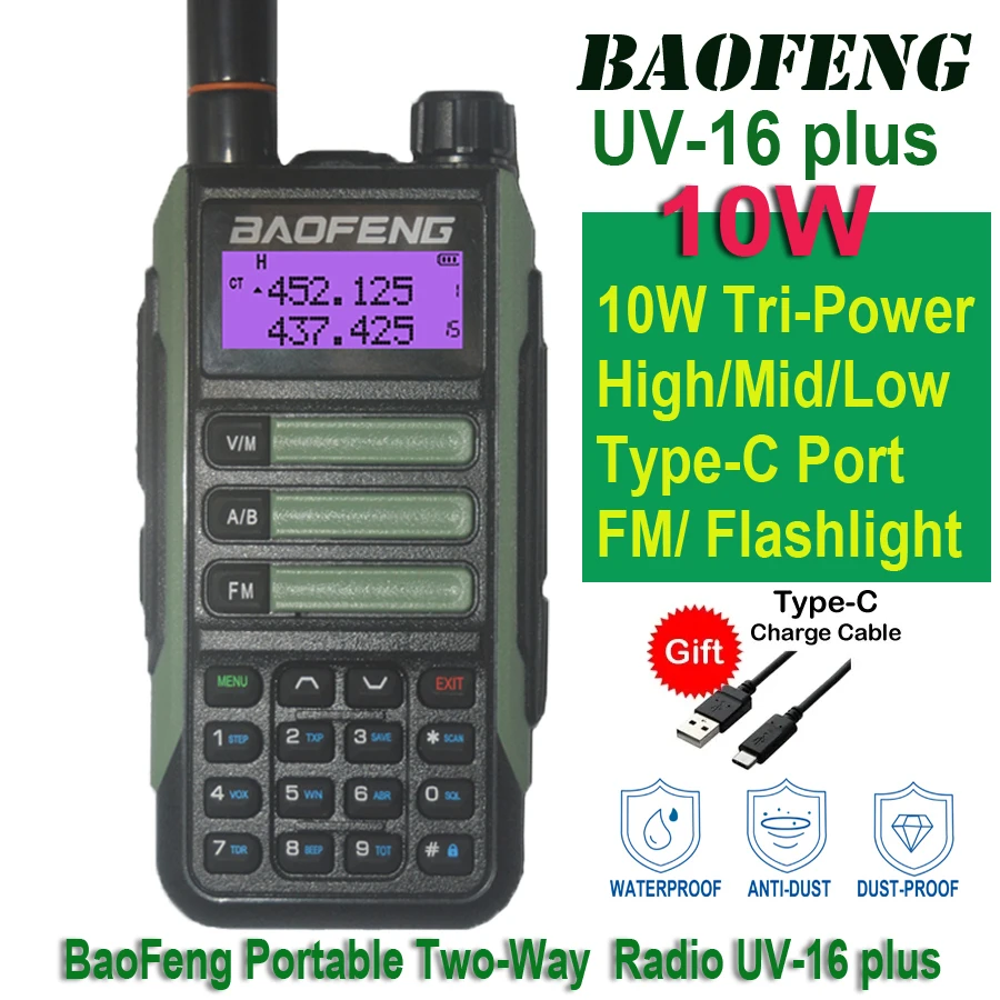 2023 BaoFeng UV-16 플러스 프로 메이트 V2, 장거리 워키토키, 방수 UV16 프로 V2, 양방향 라디오 업그레이드 UV5R, 10W 극대화