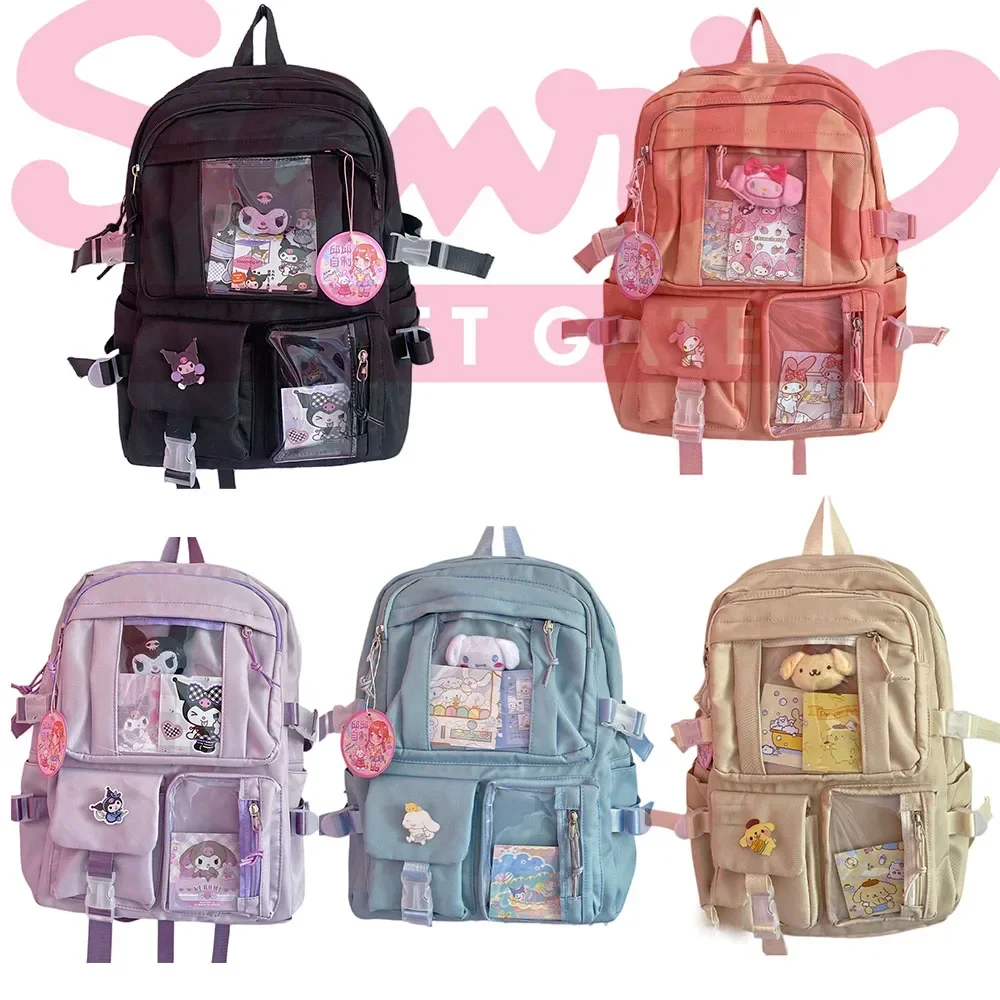 Cute-Sanrio-Casual-Student-Schoolbag-Backpack-All-Match-Large-Capacity ...