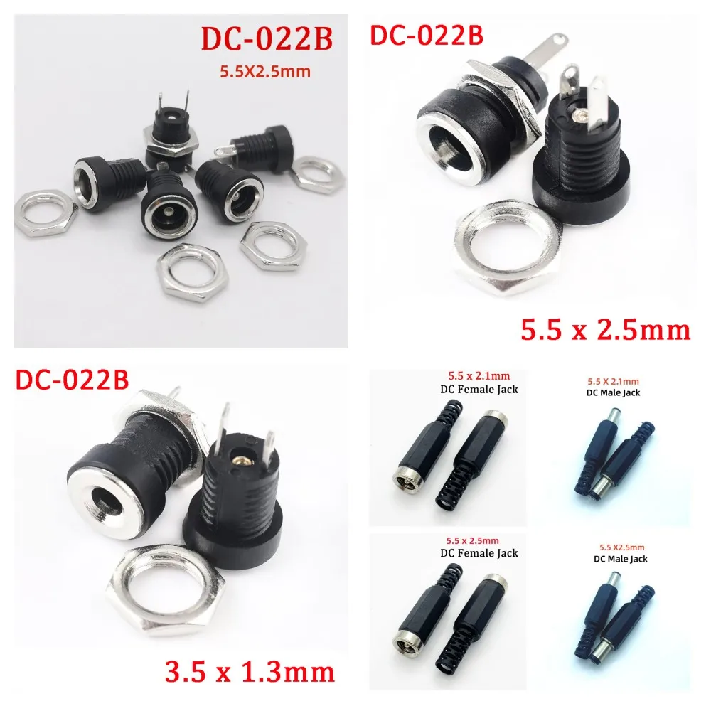 5Pcs-DC022B-5-5x2-5mm-5-5x2-1mm-3-5X1-3mm-DC-Power-Jack-Socket ...
