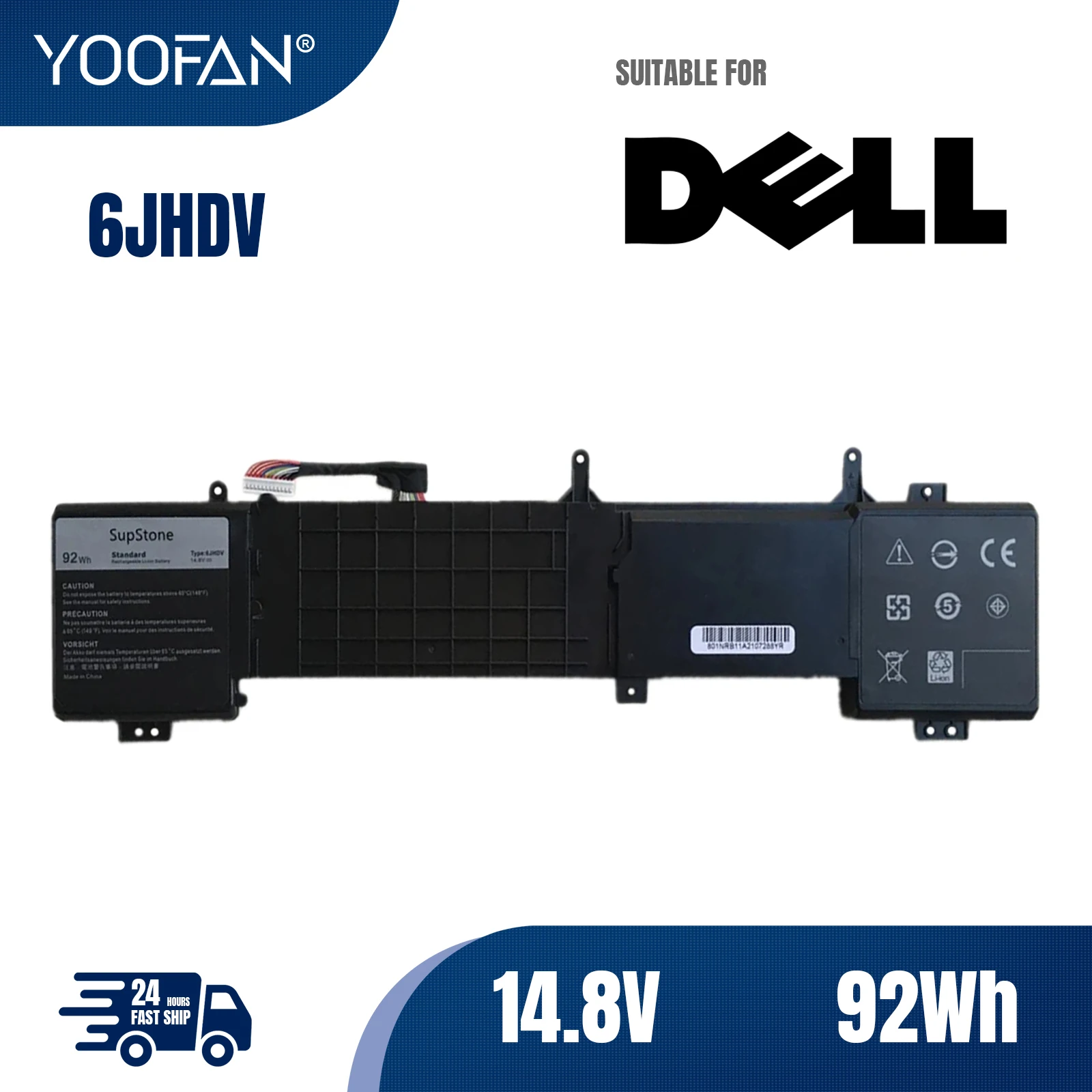 YOOFAN-New-6JHDV-5046J-Laptop-Battery-For-Dell-Alienware-17-R2-R3-ANW17 ...