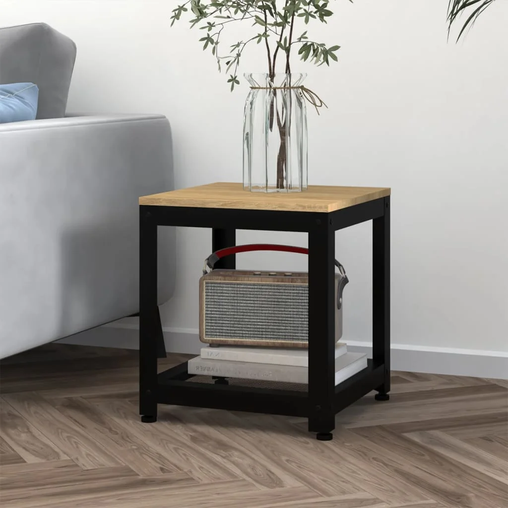 Light-brown-and-black-side-Table-40x40x45-cm-MDF-and-iron-coffee-tea ...