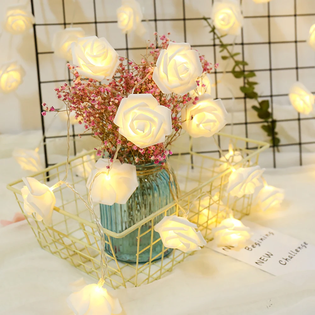USB-Battery-Operated-20-30-LED-Rose-Flower-String-Lights-Artificial ...