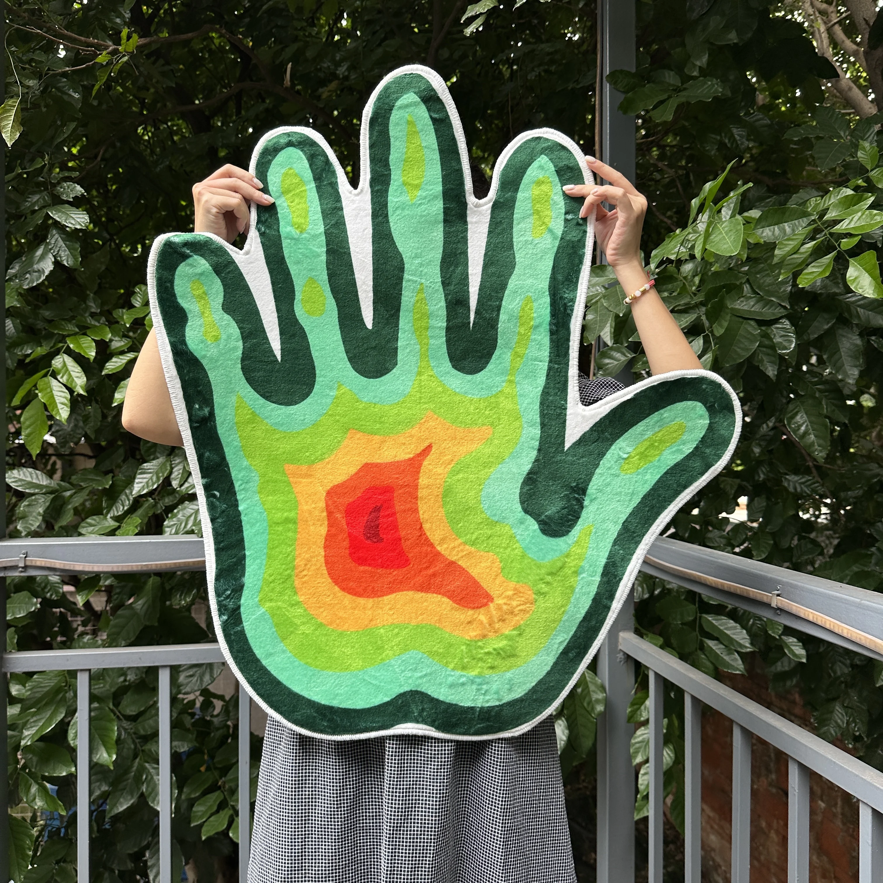 Custom-Handmade-Hand-Shaped-Bedroom-Rug-Anatomy-Green-Purple-Thermal ...