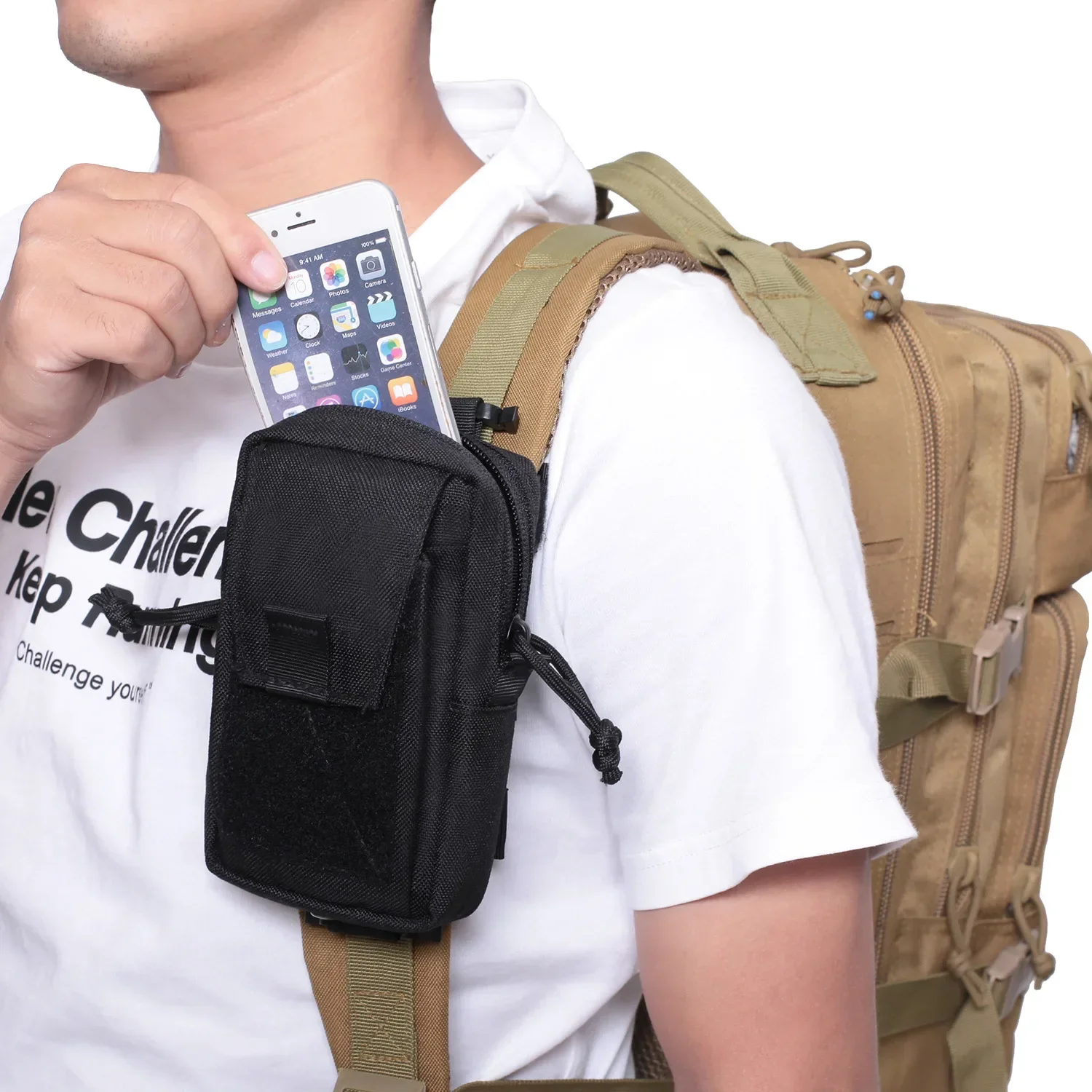 Backpack Strap Bag Phone Holder Outdoor Sports Running Camping Hiking ...
