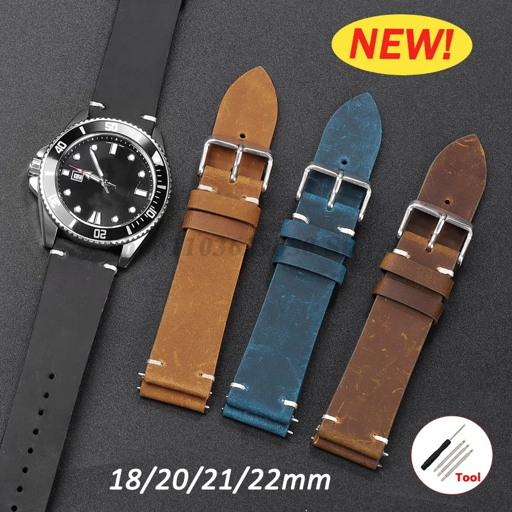 Correa-de-reloj-de-cuero-genuino-para-hombre-y-mujer-Correa-Retro-de ...