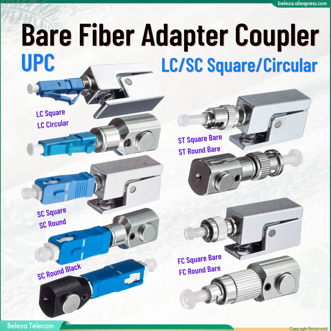 2pcs-Lot-New-Bare-Fiber-Coupler-FC-SC-ST-LC-UPC-Square-Round-Adapter ...