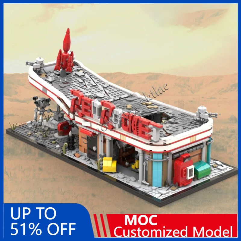 2020 PCS City Street Scene Red Rocket Gas Station MOC Customize Modular ...