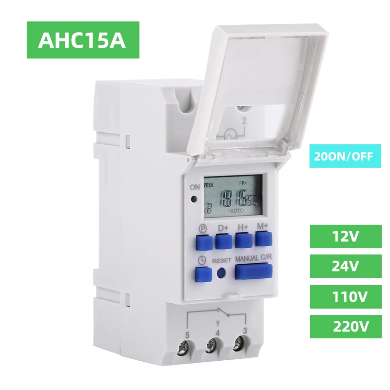 AHC15A AC220V THC15A 12V TP8A16 ON OFF Automatic Switch Digital LCD Power Weekly Programmable ...