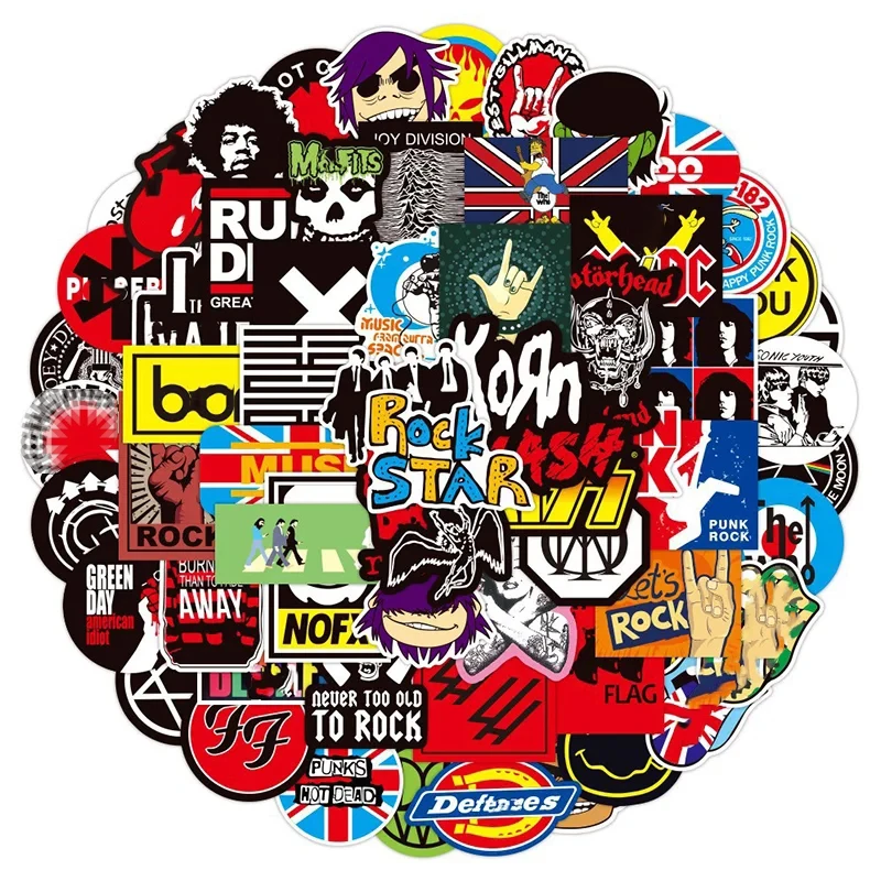 Pegatinas-cl-sicas-de-Graffiti-Rock-Roll-calcoman-as-de-banda-musical ...
