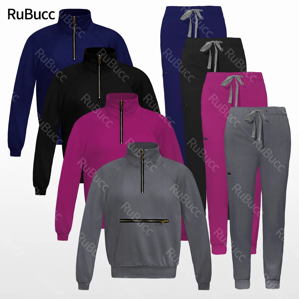 Female-Multifunctional-Pocket-Hospital-Nurse-Uniform-Long-Sleeved-Top ...