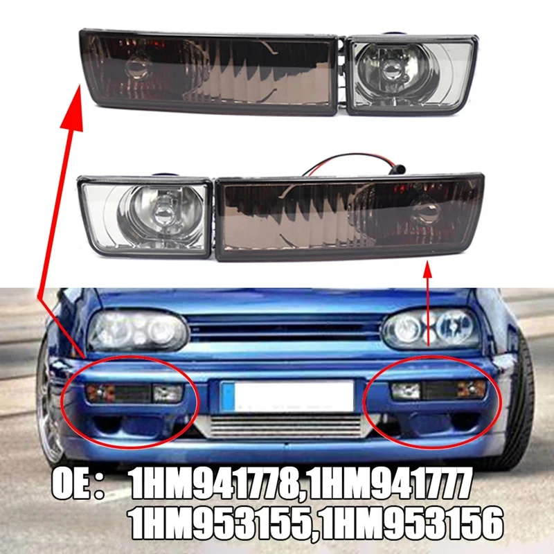 1Set-Smoked-Front-Bumper-Fog-Lights-Turn-Signal-Lamps-For-VW-Golf-Mk3 ...