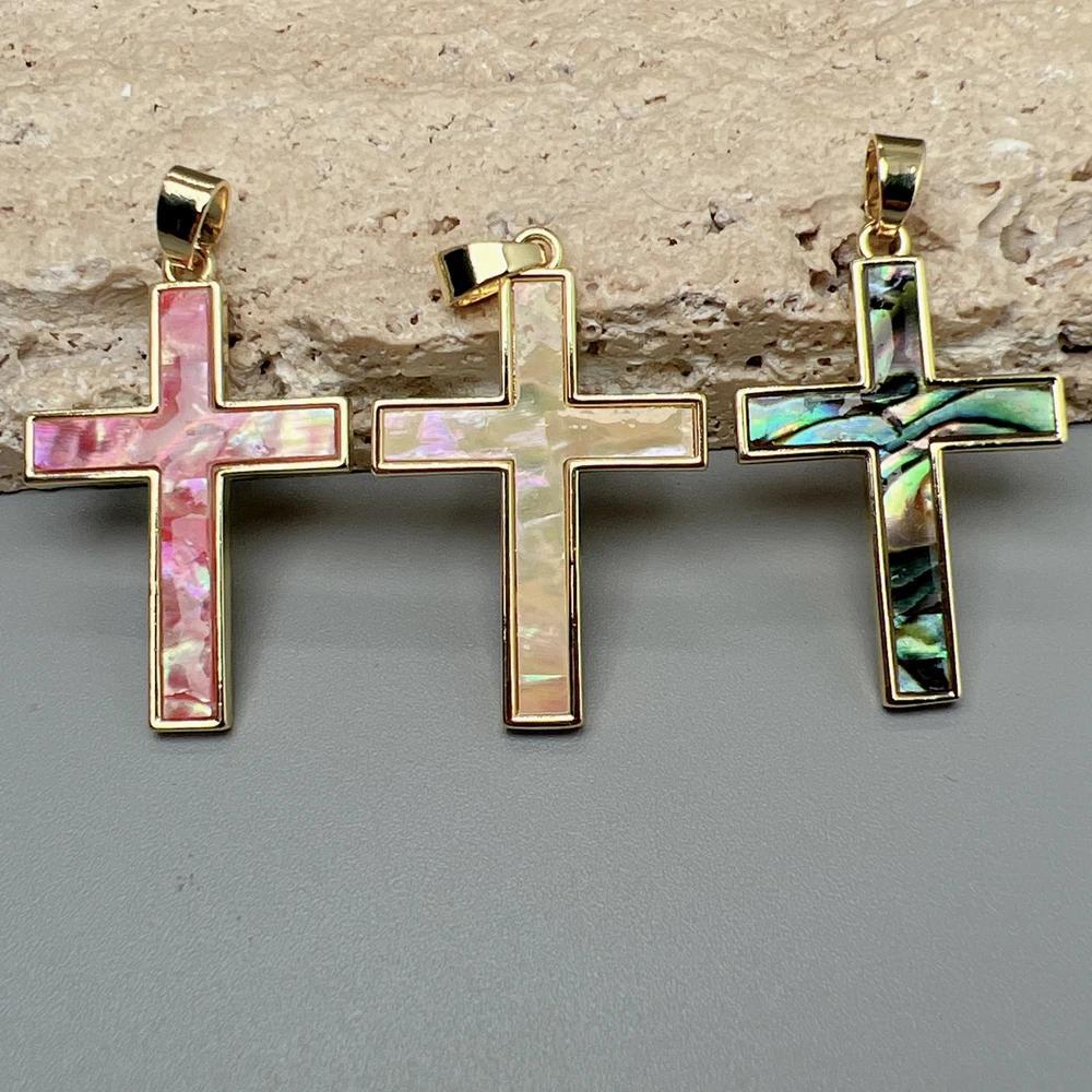 2024-New-Abalone-Sea-Shell-Cross-Pendants-Charms-For-Jewelry-Making ...