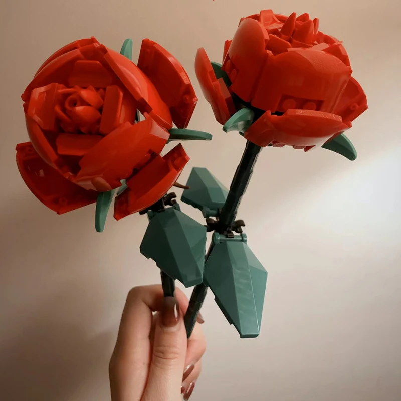 Flower Rose Building Block Bouquet Blocks Assembled Flower Holiday Gift ...