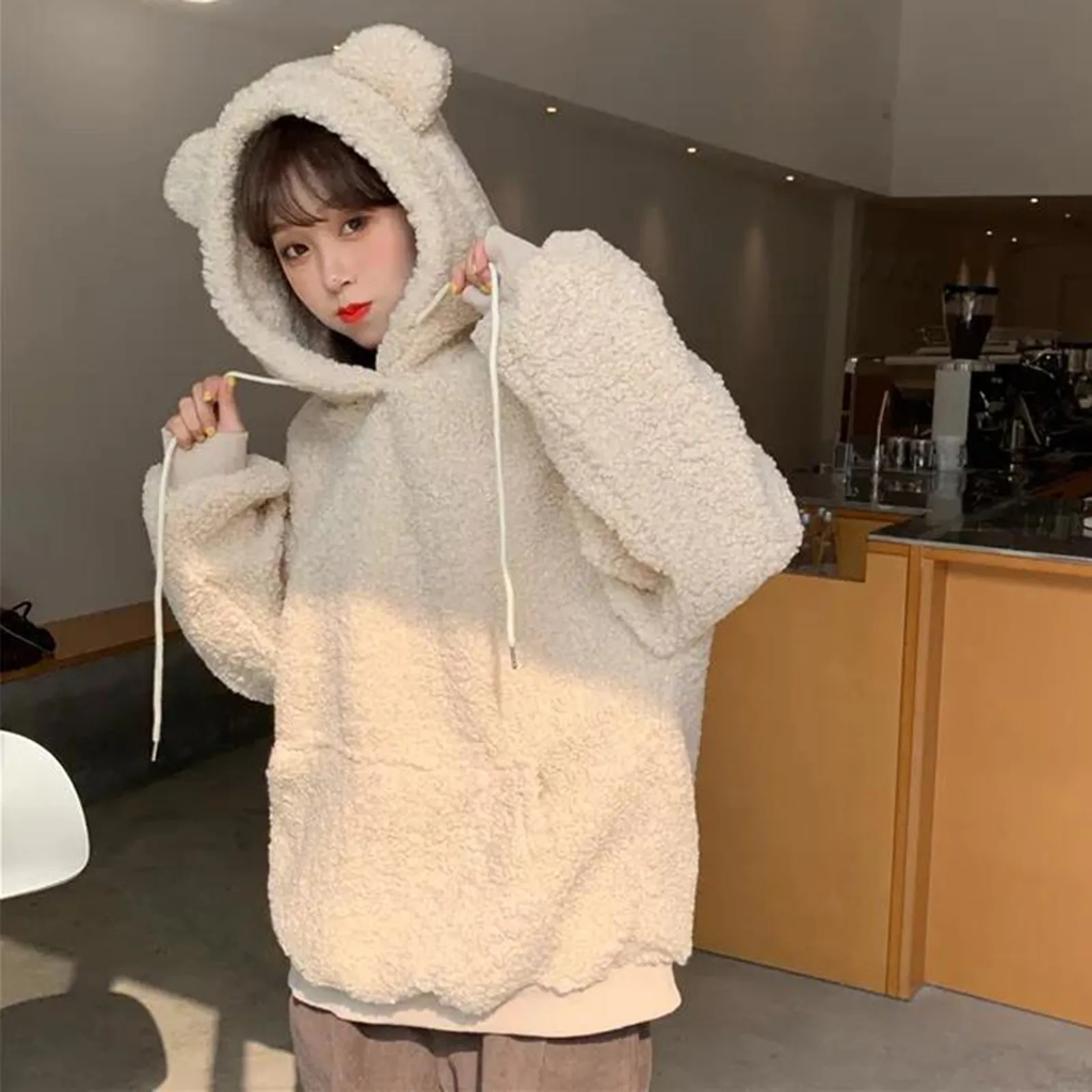 Sudadera-con-capucha-para-mujer-su-ter-holgado-de-manga-larga-con ...