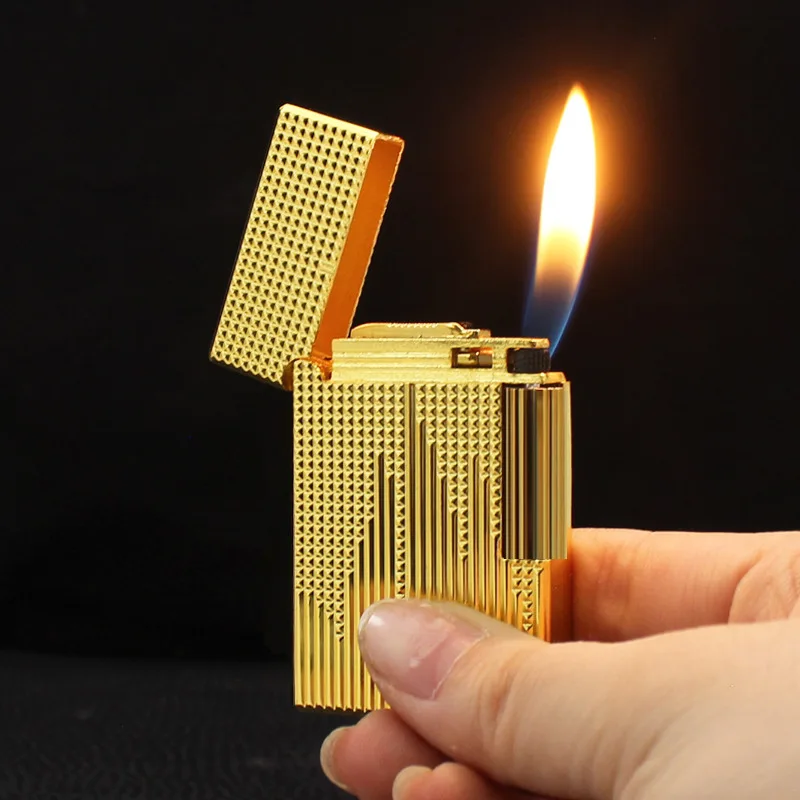 New Side Sliding Steel Tone Gass Lighter, Metal Inflatable Grinding ...
