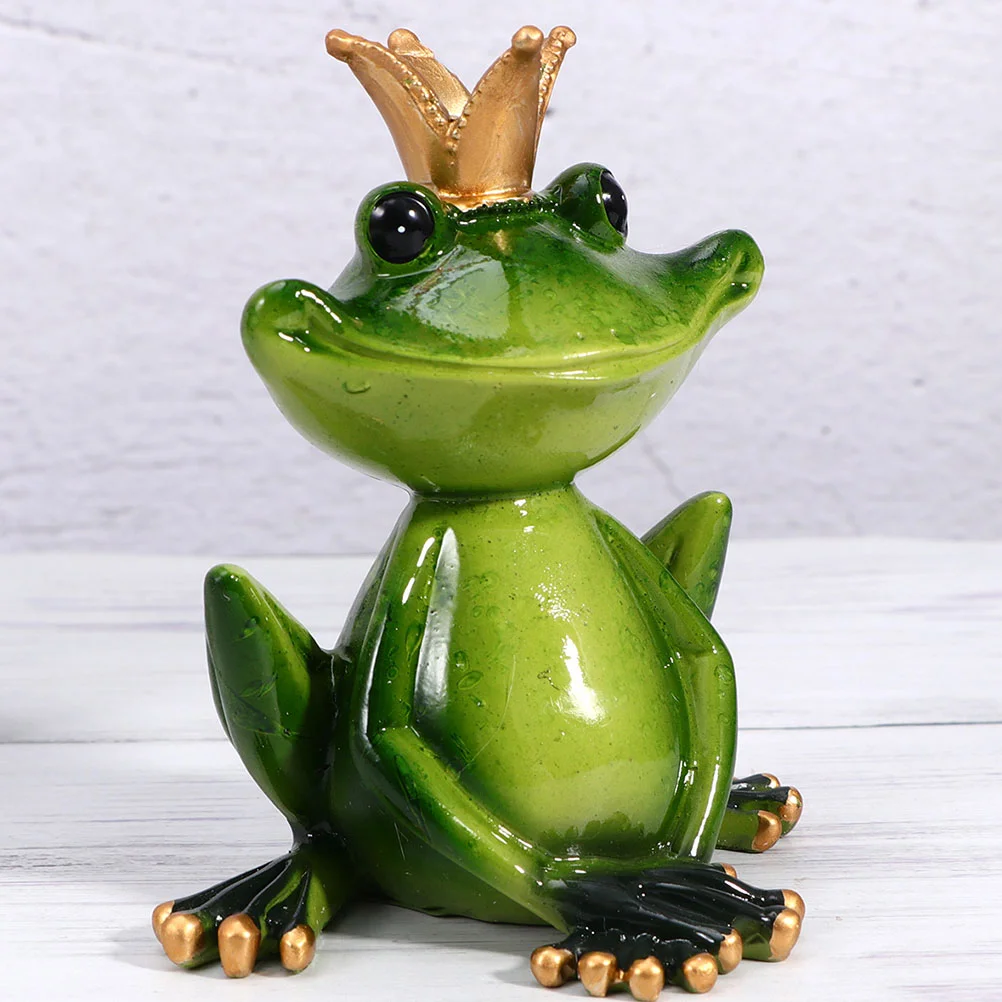 Frog-Crown-Prince-Green-Frog-King-Statue-Handmade-Resin-Mascot-for-Home ...