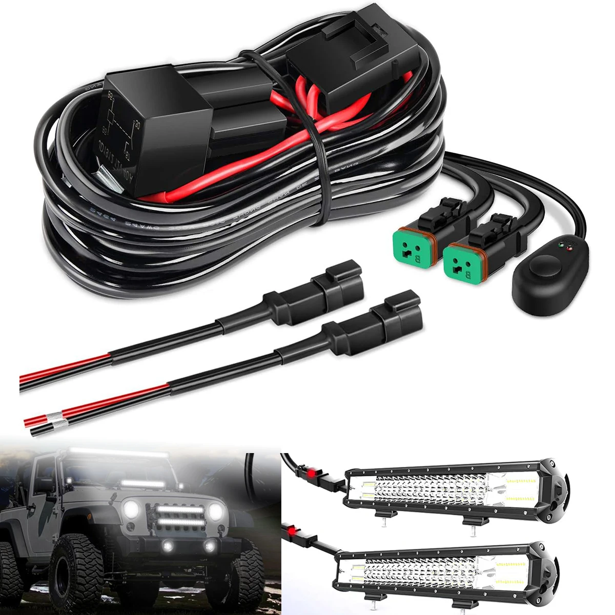 2 Core DT Wiring Harness Kit LED Light Bars Driving Lights Offroad LED ...