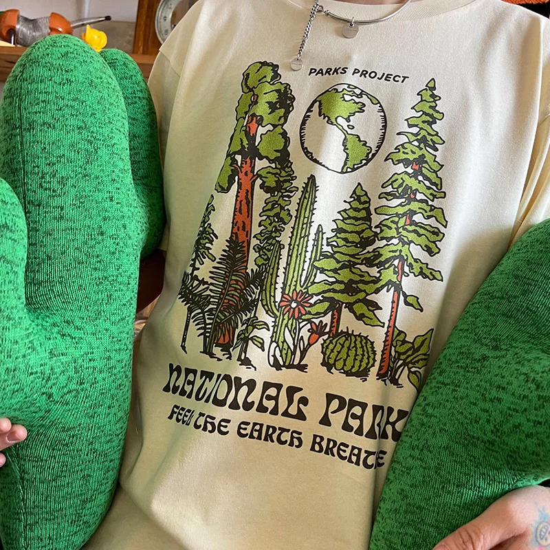 6109 Summer Parks Project Plants Printing Retro Style T shirts Unisex ...