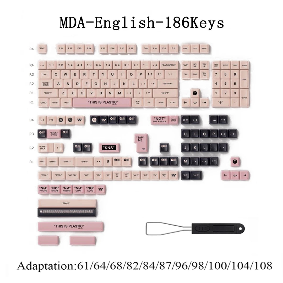 186 Key Dirty Pink Color MDA Profile Keycaps DIY Replaceable Suitable ...