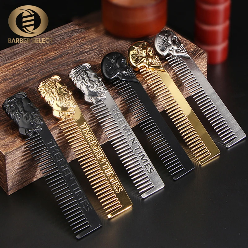 Professional Barber Styling Metal Comb Stainless Steel Men Beard Comb ...