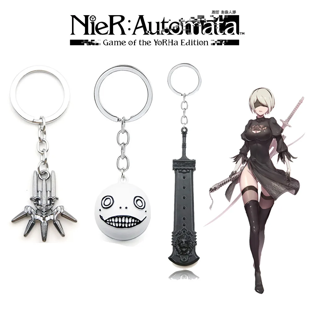 Game NieR Automata Keychain Robot 2B Emil No2 Type B Car Keychain White ...