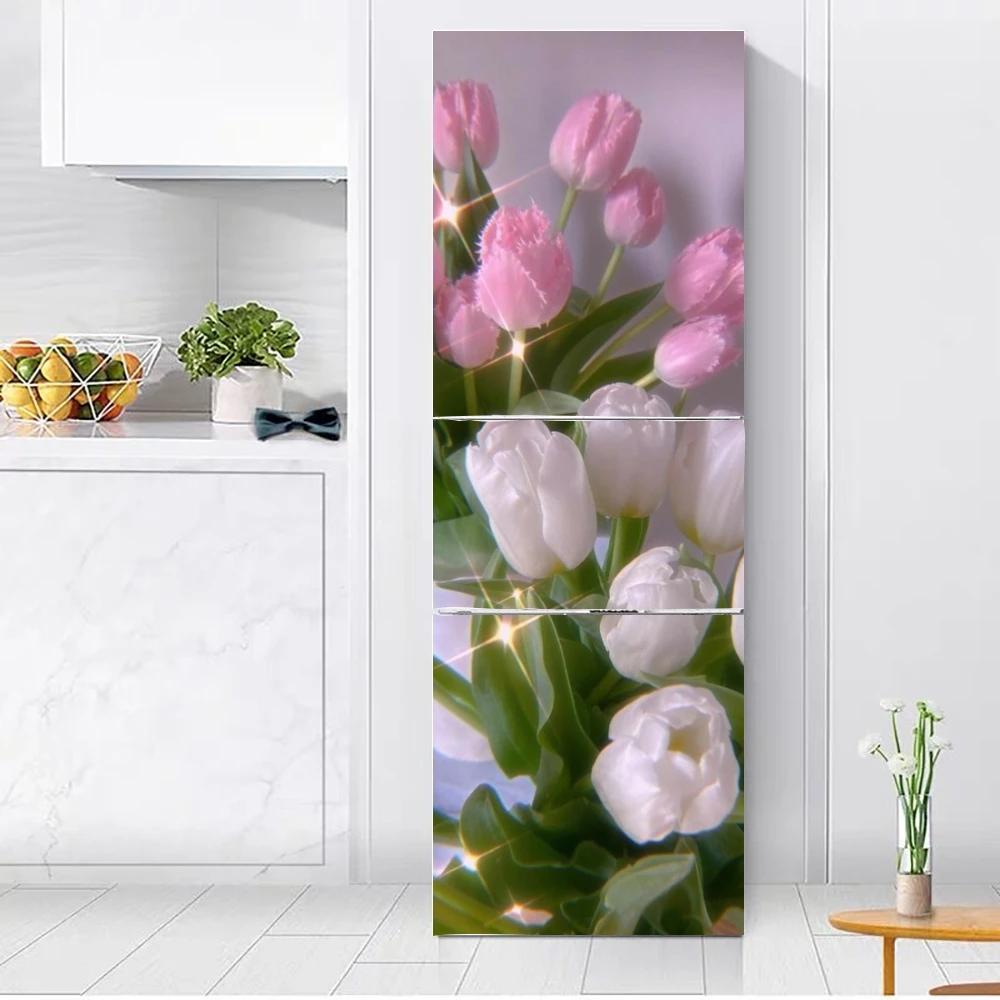 Tulip-Flower-Pattern-Self-adhesive-Fridge-Sticker-Decorative-Pattern ...