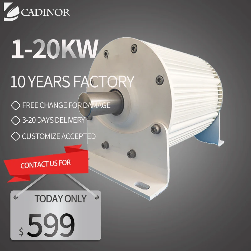 Low RPM Speed 10kw 20kw 30kw 500RPM 48V 96V 110V Gearless Permanent ...