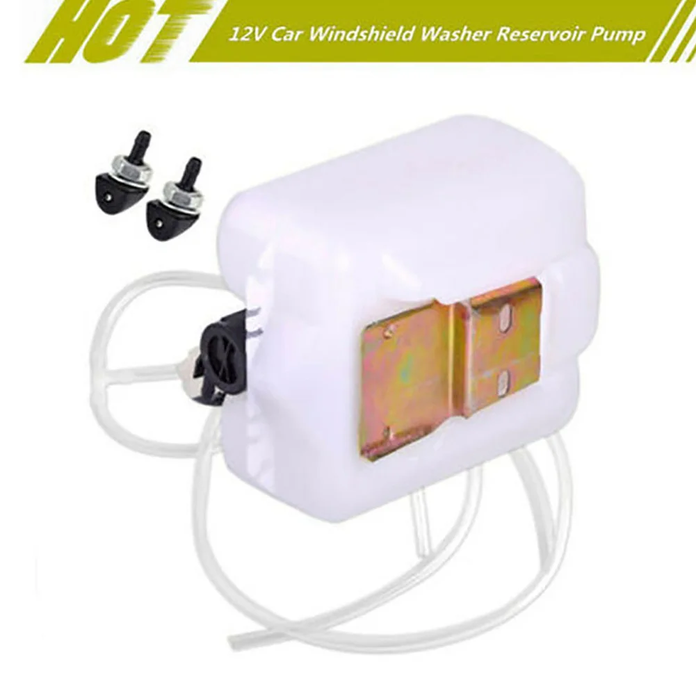 2Pin Car Windshield Washer Reservoir Bottle Tank W/12V Pump Hose Jet ...