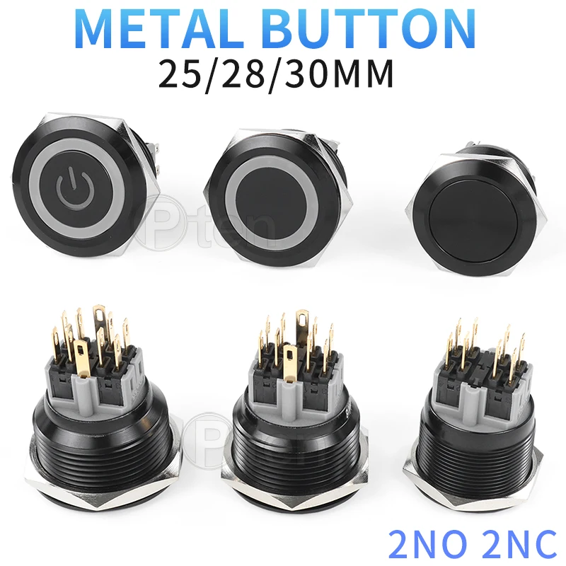 2NO2NC-25-28-30mm-Waterproof-Metal-Push-Button-Switch-LED-Light ...