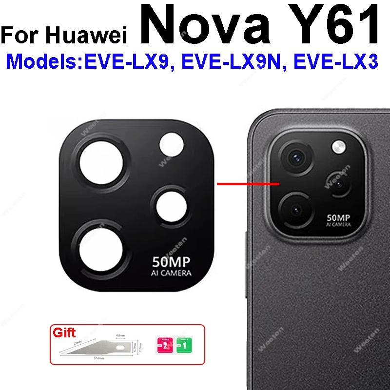 For Huawei Nova Y61 Y71 Y91 Back Camera Glass Lens Rear Camera Lens ...