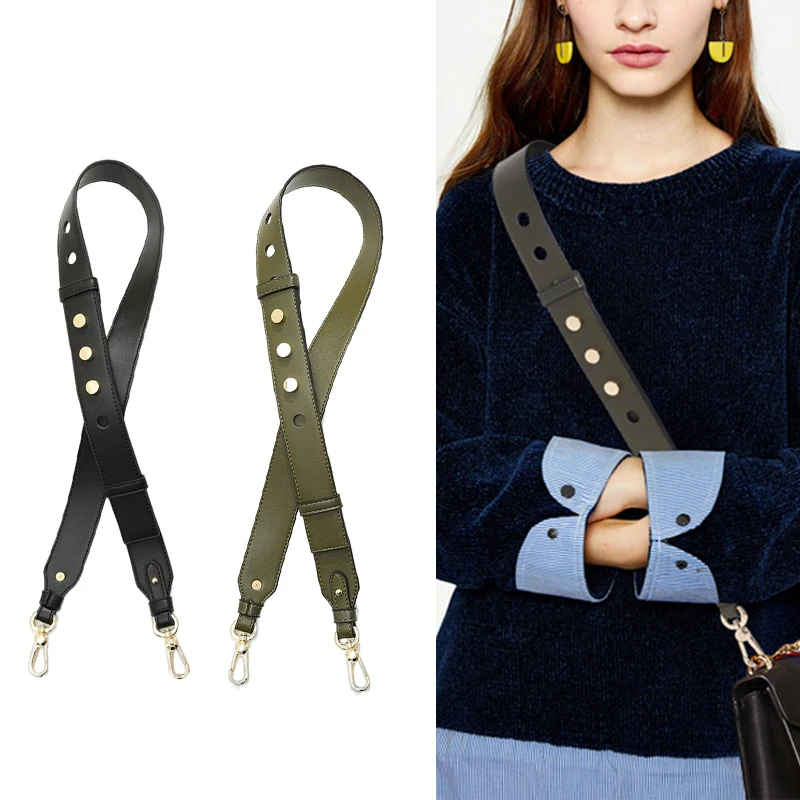 Double-sided Adjustable Bag Shoulder Strap Leather Wide Bag black White ...