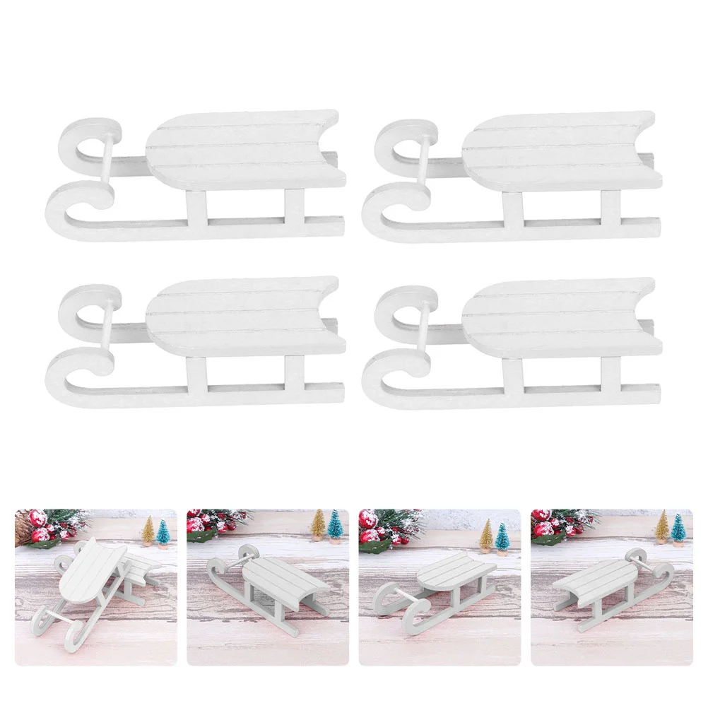 4-Pcs-Christmas-Miniatures-For-Crafts-Sleigh-Ornaments-Sto-Xmas-White ...