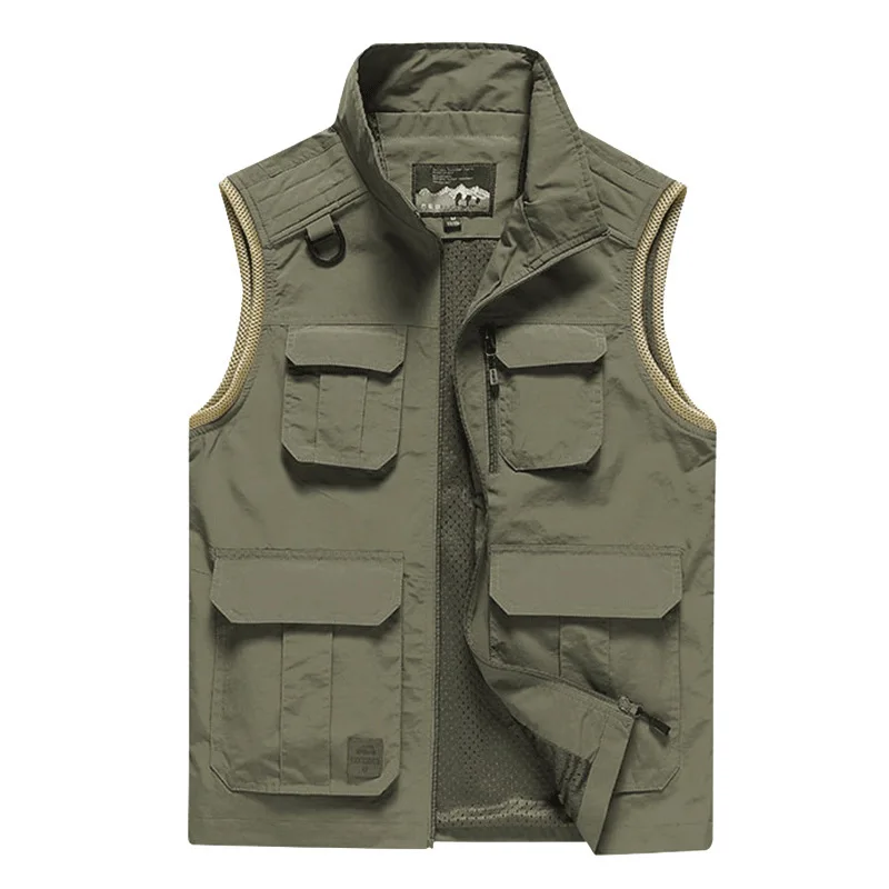 Summer Men Outdoor Cargo Vests Large Pockets Photography Sleeveless ...