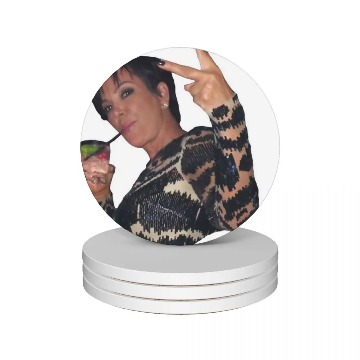 Kris-Jenner-Meme-Drunk-Peace-Sign-Ceramic-Coasters-Set-of-4-Cup-mat ...